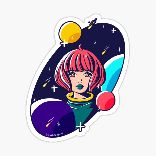 "Retro Space Girl" Sticker for Sale by lowercasev | Redbubble