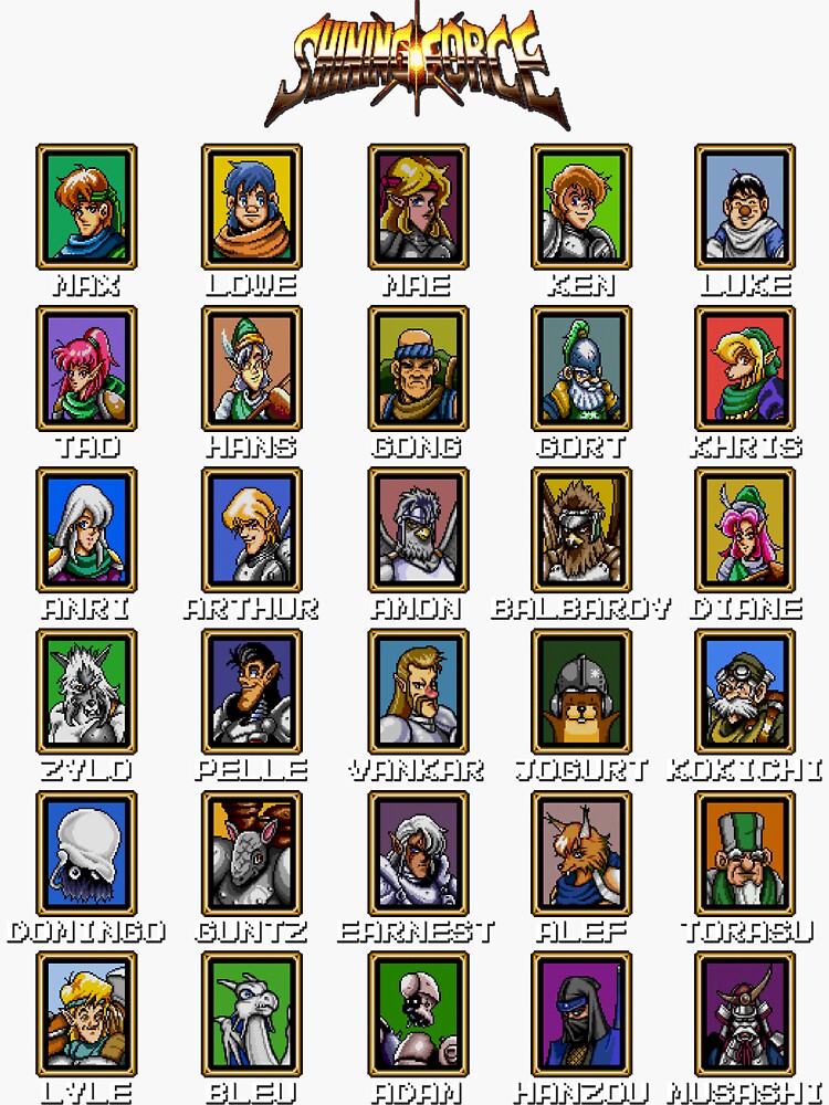 "Shining Force - Portraits" Sticker by mstachiw | Redbubble