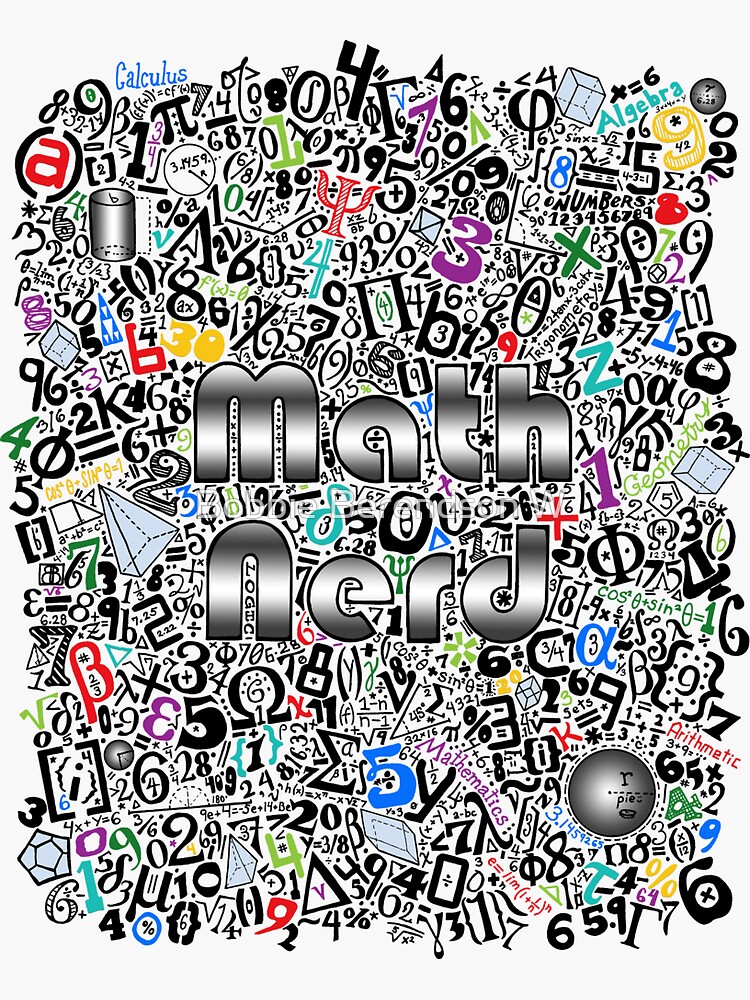 "Math Nerd in Black by Bobbie Berendson W" Sticker for Sale by ...