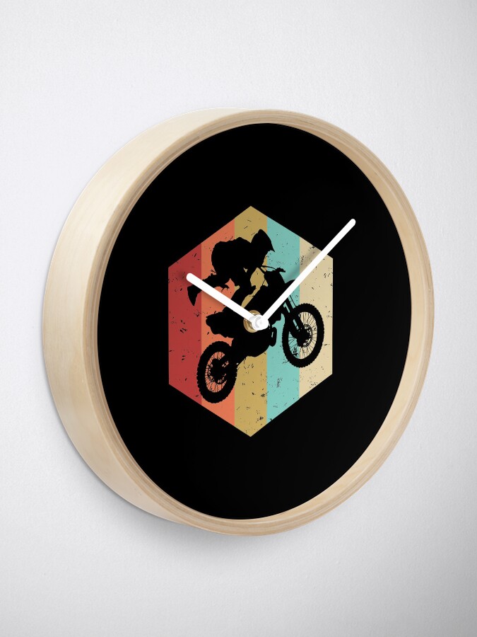 "Vintage Retro Motocross Dirt Bike Racing Gift" Clock for Sale by ...