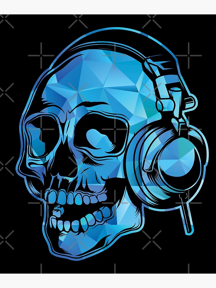 "Colorful Skull DJ Headphones Music Rave Gift" Photographic Print for ...