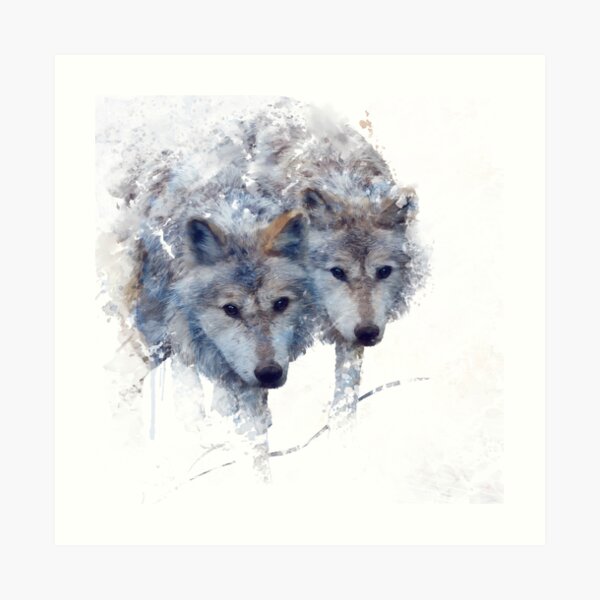 "Digital Painting Of Two wolves " Art Print for Sale by svetlanna ...