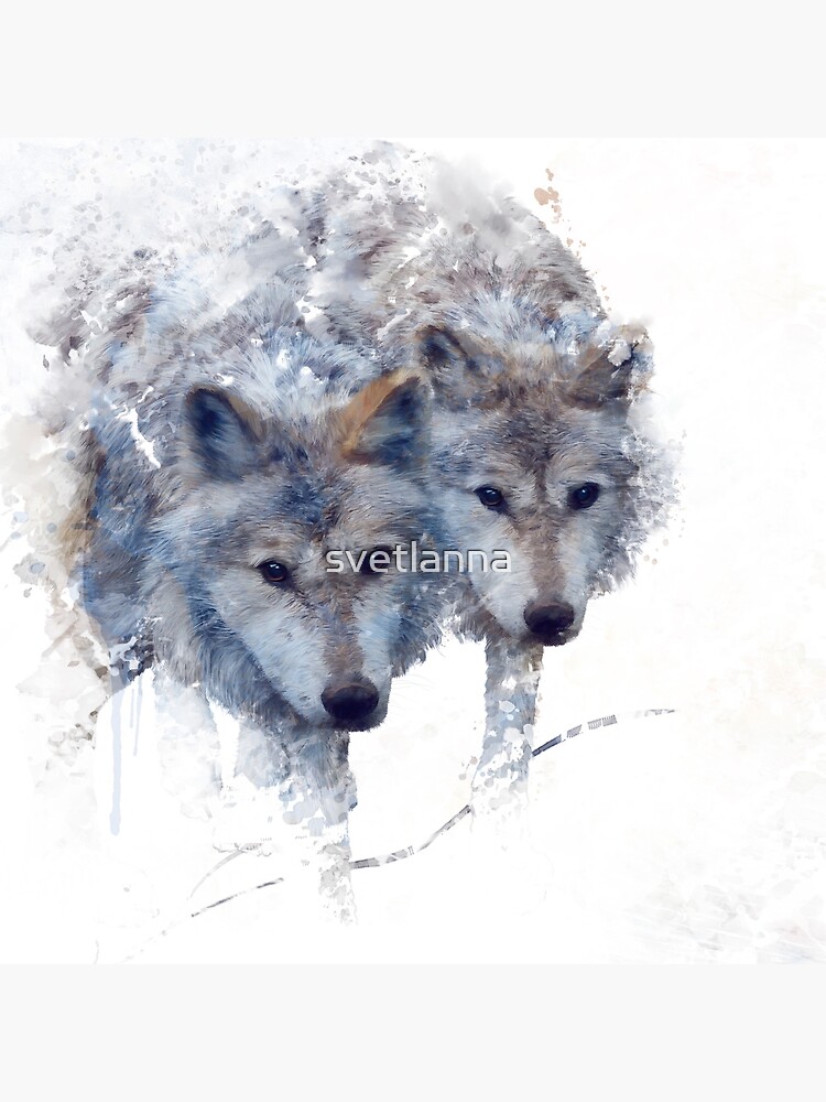 "Digital Painting Of Two wolves " Art Print for Sale by svetlanna ...