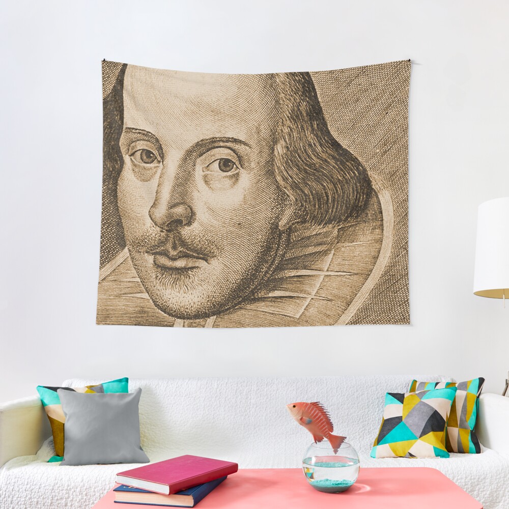 "Shakespeare Droeshout Engraving Portrait" Tapestry for Sale by ...