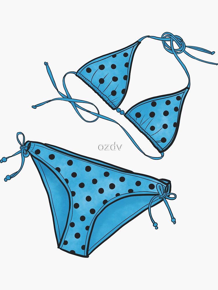 Blue Polka Dot Bikini Sticker For Sale By Ozdv Redbubble