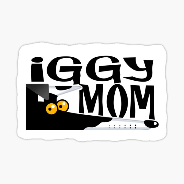 "Iggy Mom (cow iggy)" Sticker for Sale by RichSkipworth | Redbubble