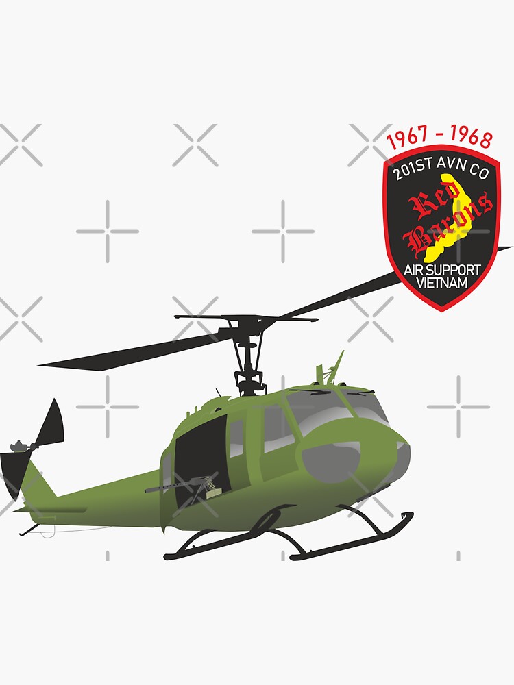 "201st AVN CO Red Barons UH-1 Military Helicopter" Sticker for Sale by ...