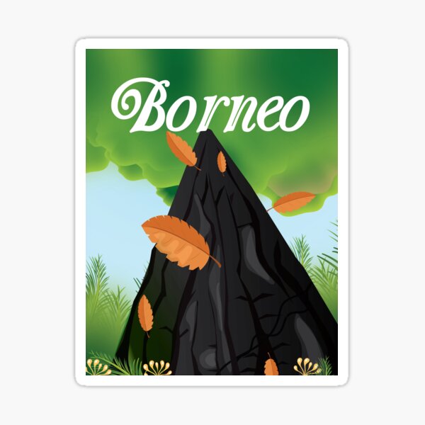 "Borneo Rainforest travel poster" Sticker by vectorwebstore | Redbubble