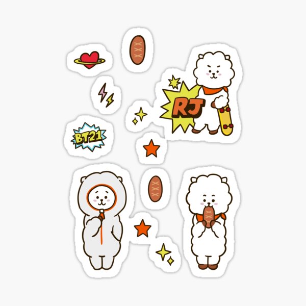 "RJ bt21 design stickers" Sticker for Sale by myoneandonly | Redbubble