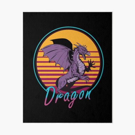 "Vintage Retro Neon 80s Dragon Gift Retrowave" Art Board Print by ...