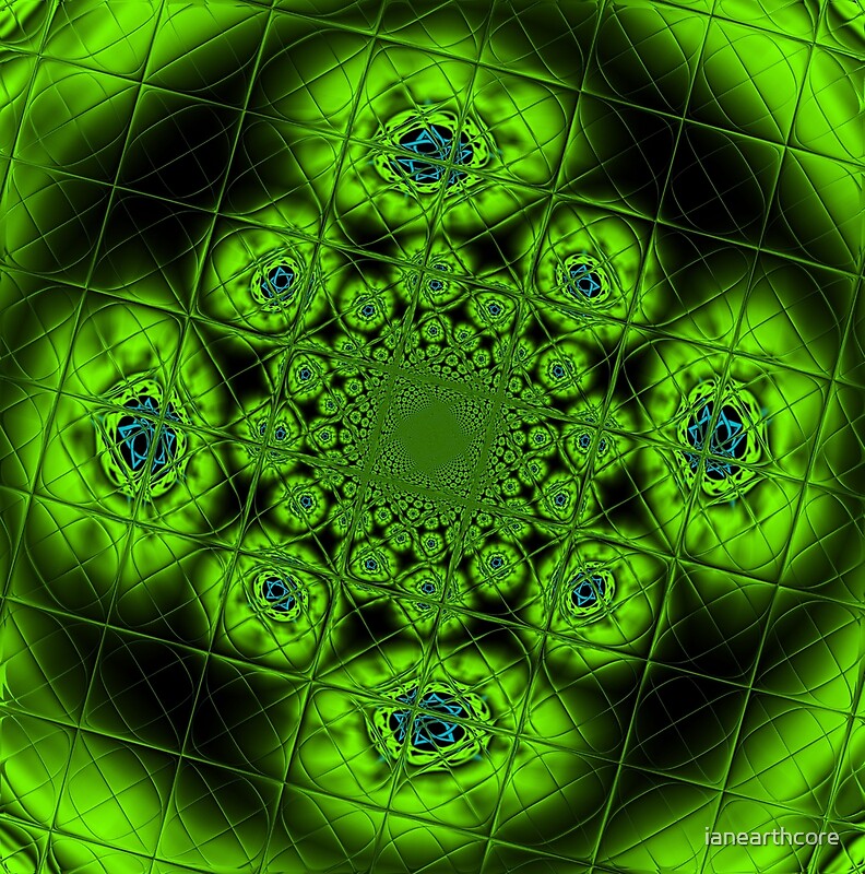 "Green Fractal Grid" by ianearthcore | Redbubble