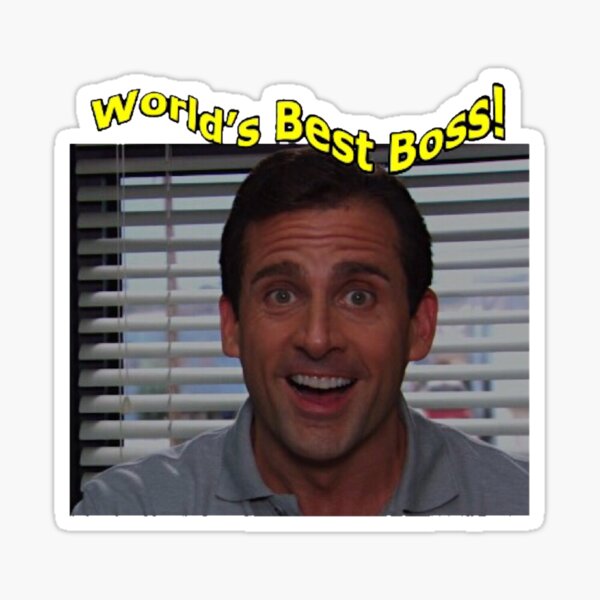 "World's Best Boss (reference from deleted scene)" Sticker for Sale by ...