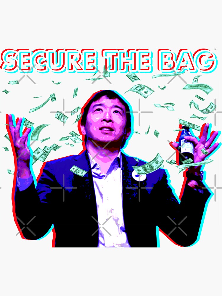 "Secure The Bag Vaporwave Yang 2020 Meme" Sticker by hadicazvysavaca ...