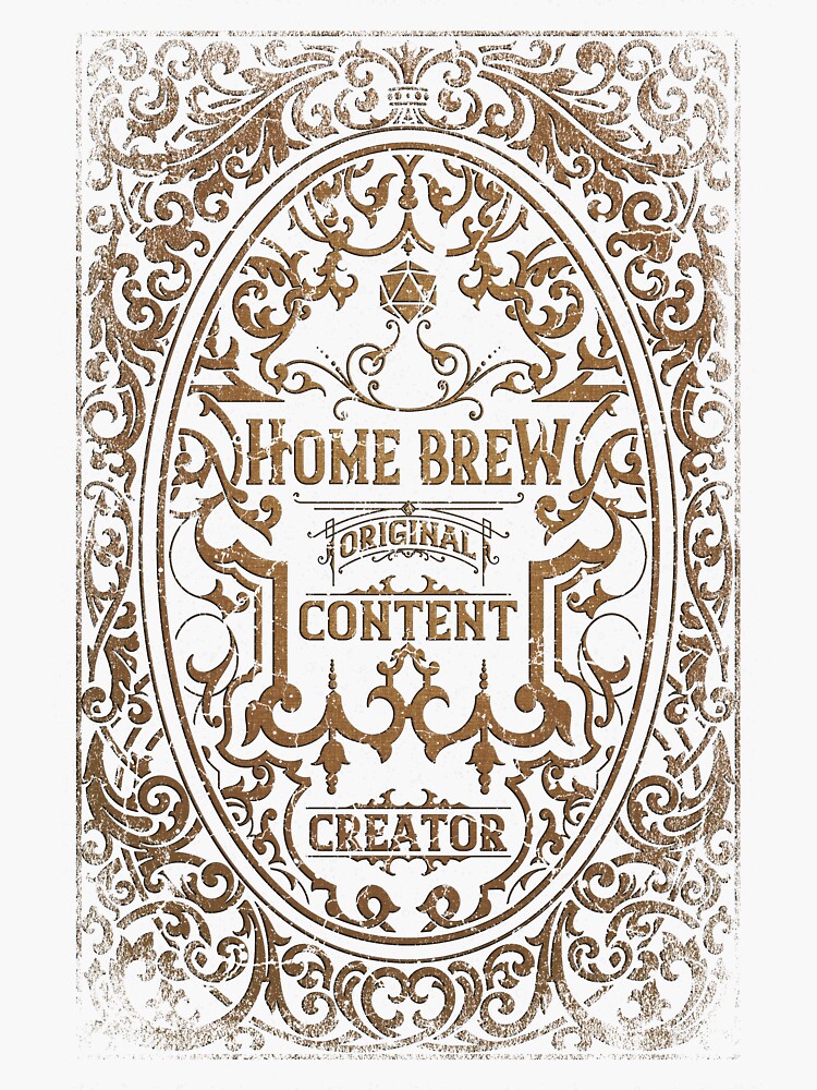 "D20 RPG Home Brew Distressed Whiskey Label" Sticker by heathendesigns ...