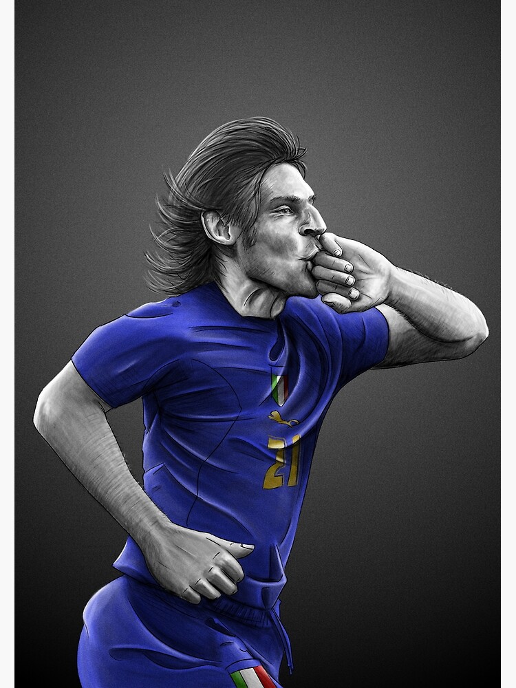 Lámina fotográfica «Andrea Pirlo - Ilustraciones de fútbol de la Copa ...
