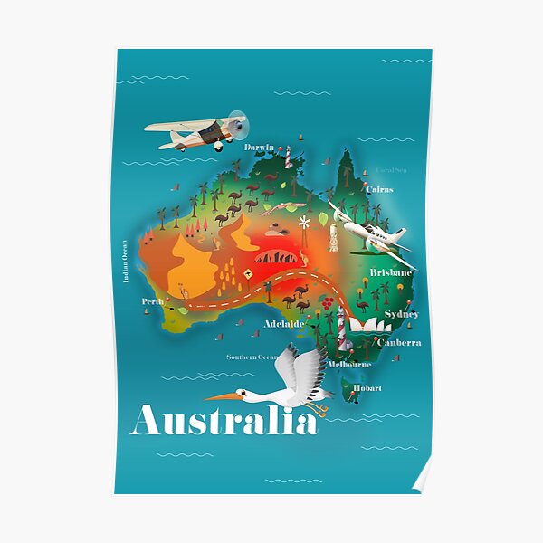 "Australia Map Travel poster." Poster for Sale by vectorwebstore ...