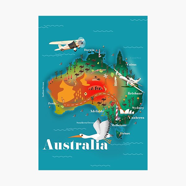 "Australia Map Travel poster." Photographic Print by vectorwebstore ...