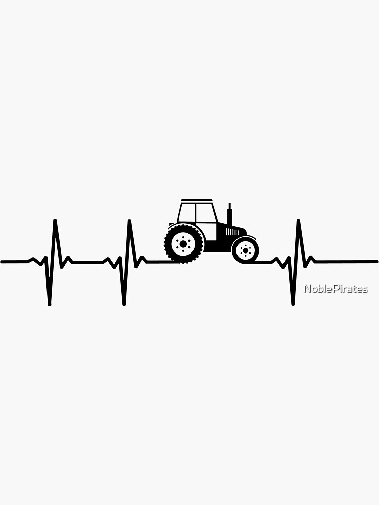 "ECG heartbeat tractor" Sticker for Sale by NoblePirates | Redbubble