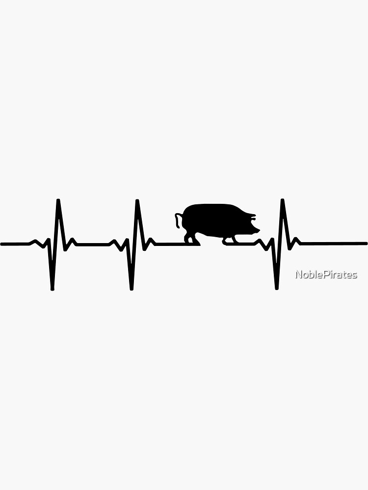 "ECG heartbeat pig" Sticker by NoblePirates | Redbubble