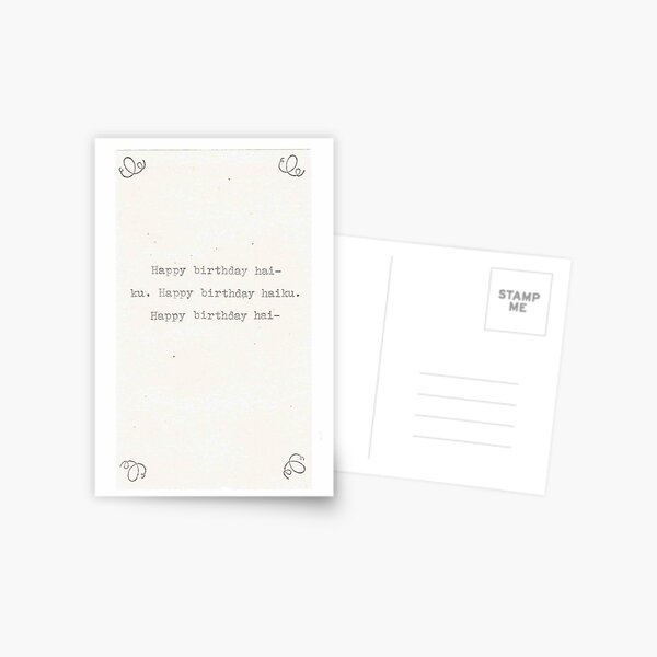 "Happy Birthday Haiku Card" Postcard for Sale by bluespecsstudio ...