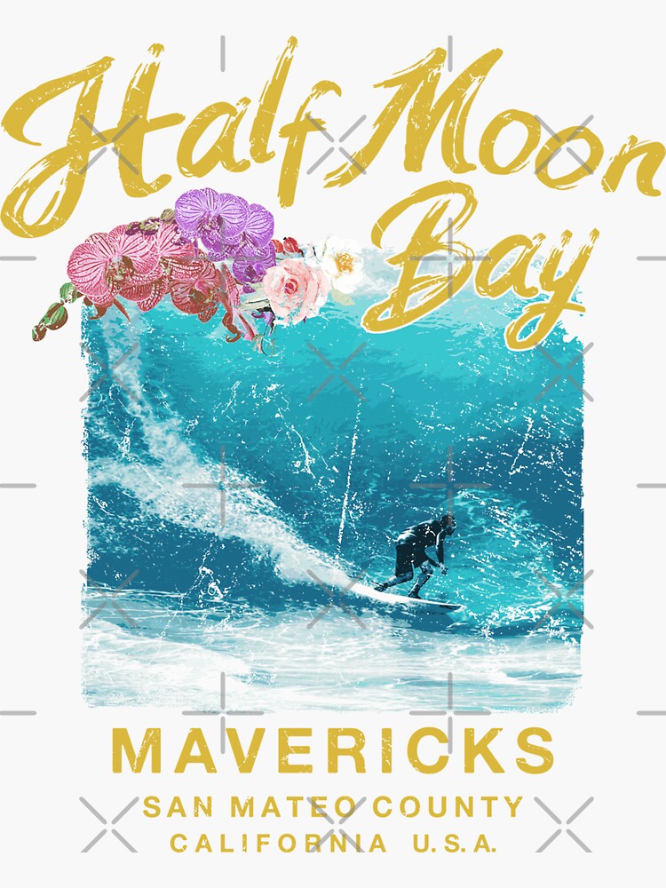 "MAVERICKS Surf Big Wave Riding Half Moon Bay" Sticker by IronEcho ...