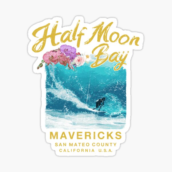 "MAVERICKS Surf Big Wave Riding Half Moon Bay" Sticker by IronEcho ...