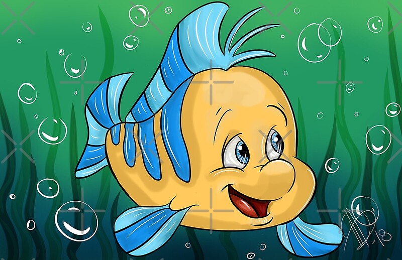 "Yellow and Blue Fish Cartoon" by OCD Arielle | Redbubble