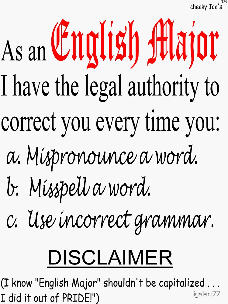 "English Major" Sticker for Sale by igelart77 | Redbubble