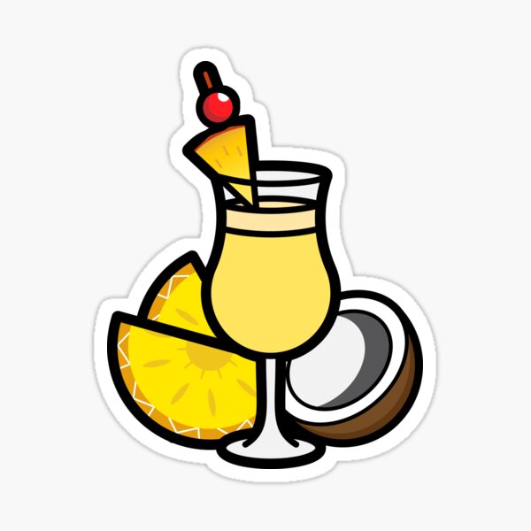 "Cocktails - Pina Colada" Sticker for Sale by JustJonoDesigns | Redbubble