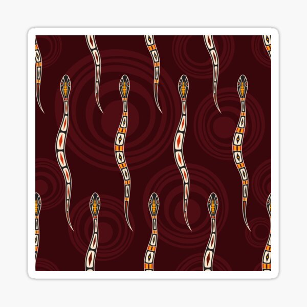 "Pattern of snakes with abstract circles on background. Australian art ...