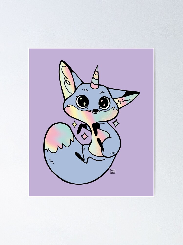 "Rainbow unicorn fox" Poster by sarahlisahleb | Redbubble