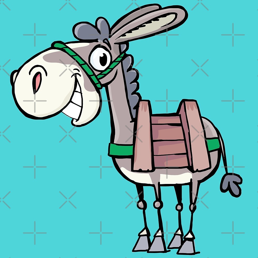 "smiling little Donkey with a pack saddle" by duxpavlic | Redbubble