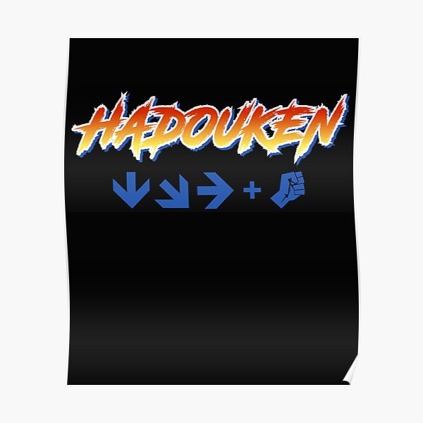 "Hadouken Special Move Gamer Old School Retro Fireball" Poster by ...