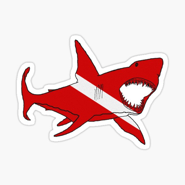 "Great White Shark Diver Down Flag" Sticker for Sale by urmaddad ...