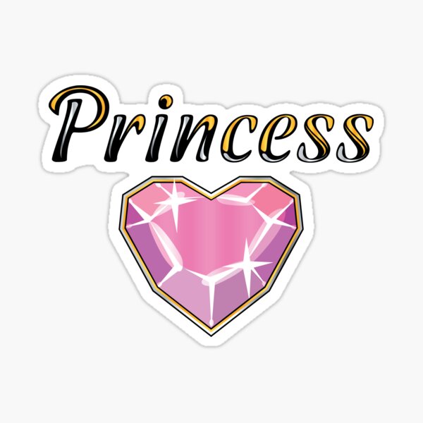 "Princess - Gold and Silver Text with Pink Diamond Heart Heart-shape ...