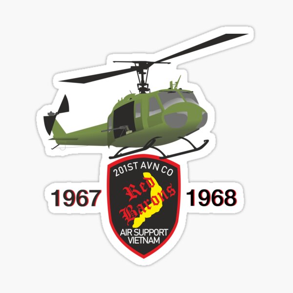 "201st AVN CO Red Barons UH-1 Military Helicopter" Sticker for Sale by ...