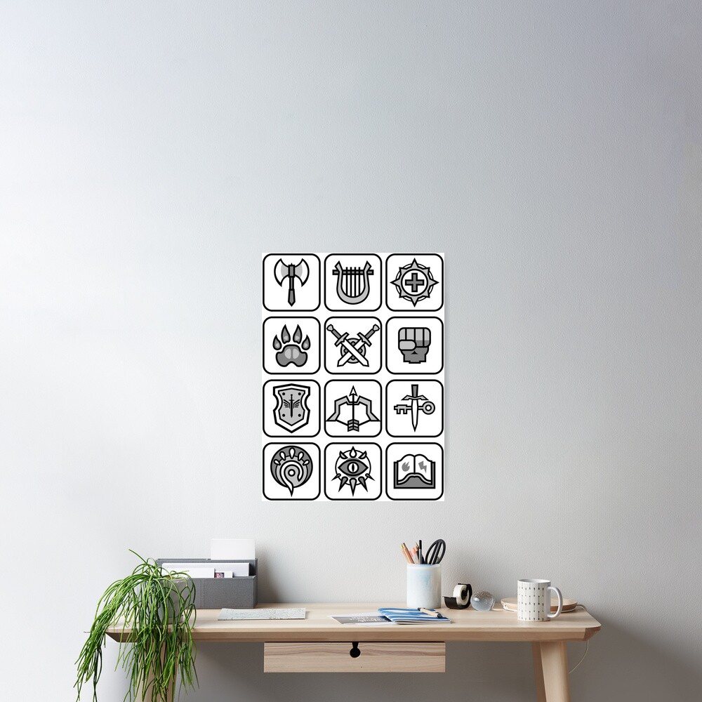 "JoCat Crap Guide to DnD Class Icons [B/W]" Poster by JoCat105 | Redbubble