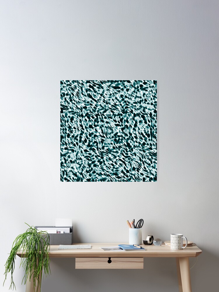 "Cyan twisting holes in motion. Black and whitish shapes" Poster for ...