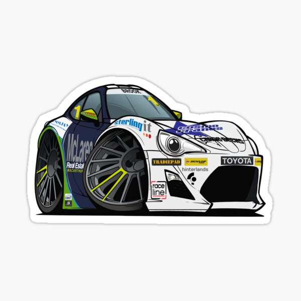 "86 Race Car - 2019 " Sticker for Sale by ToonMyRide | Redbubble