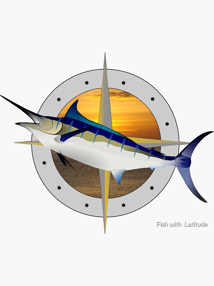 "Blue Marlin-Compass Rose" Sticker by fishprints19 | Redbubble