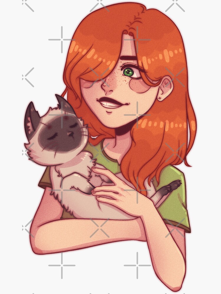 "Minecraft - Alex Holdin' A Cat Fanart :)" Sticker for Sale by ...