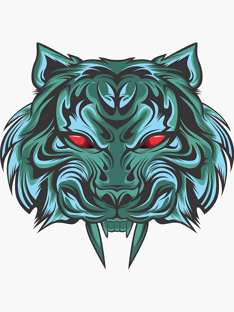 "Scary saber tooth tiger" Sticker by davidx098 | Redbubble