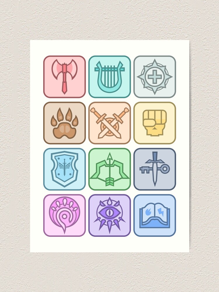 JoCat Crap Guide To DnD Class Icons Color Art Print For Sale By jocat-crap-guide-to-dnd-class-icons-color-art-print-for-sale-by