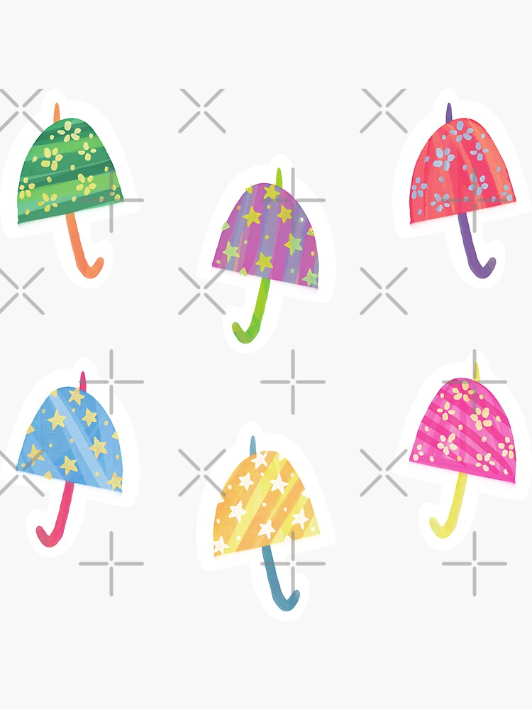 "Rainy Rainbow Umbrellas" Sticker for Sale by hollybender | Redbubble