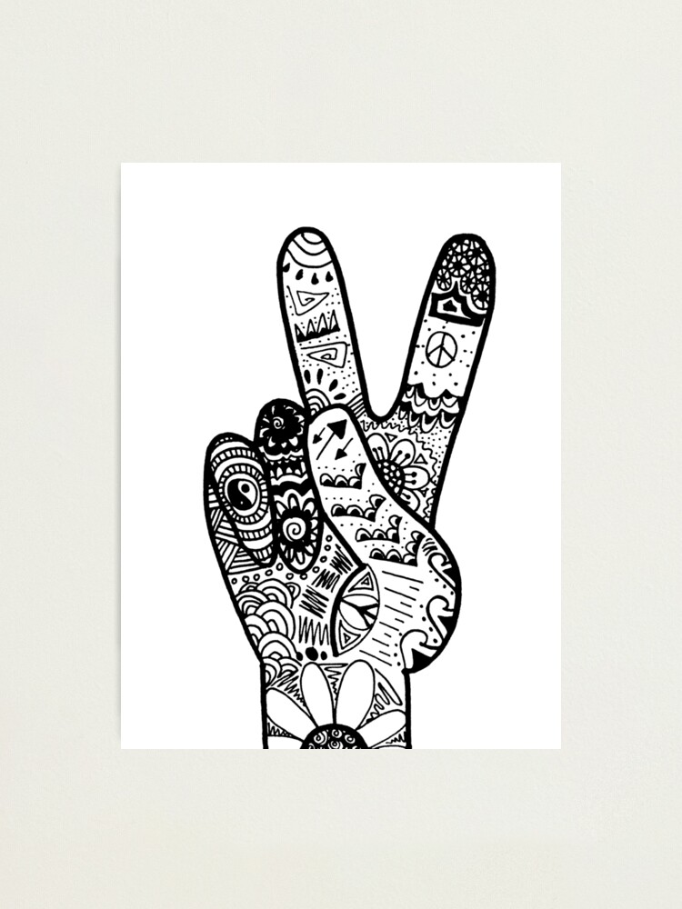 "Peace Sign Zentangle" Photographic Print for Sale by alexavec | Redbubble