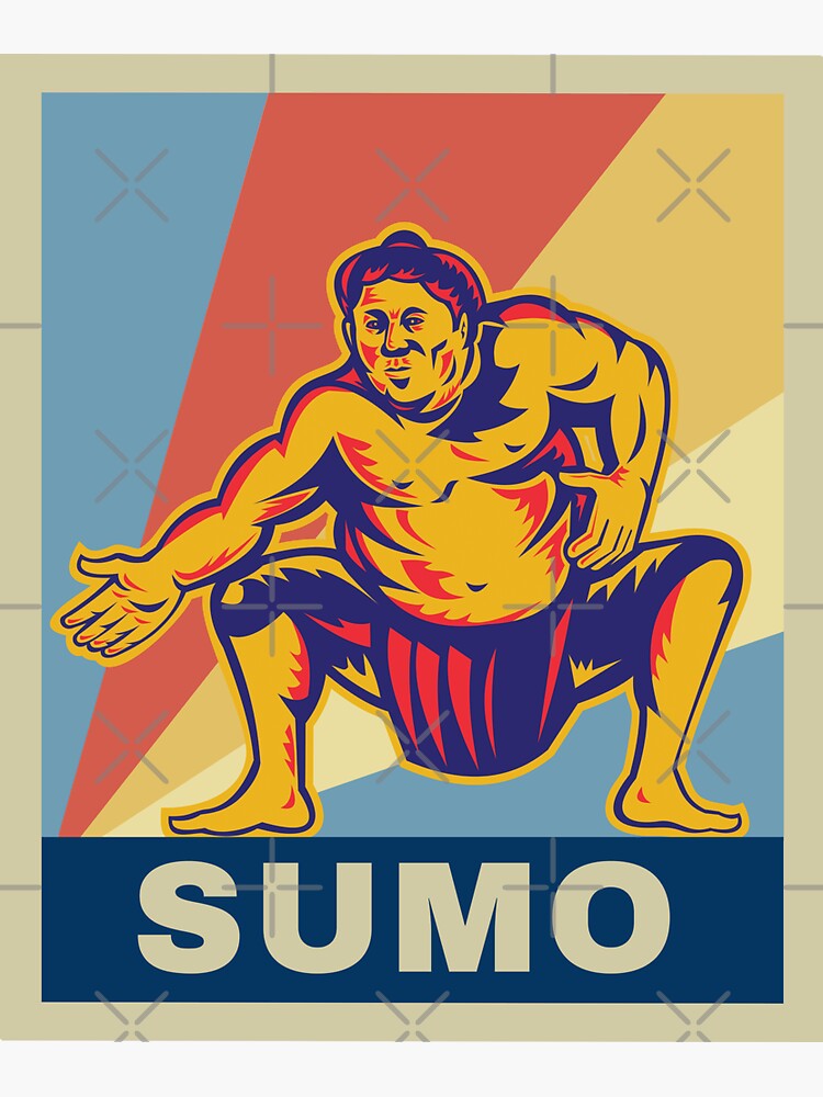 "Vintage Retro Sumo Wrestler Sumo Gift Novelty Gift" Sticker by ...
