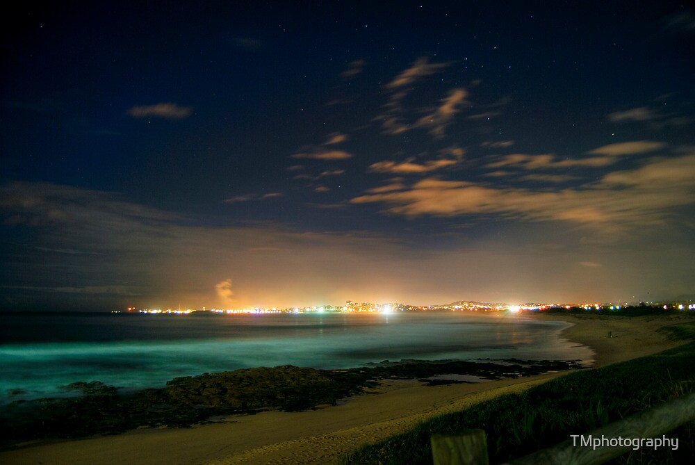 "Midnight Beach Lights" by TMphotography | Redbubble