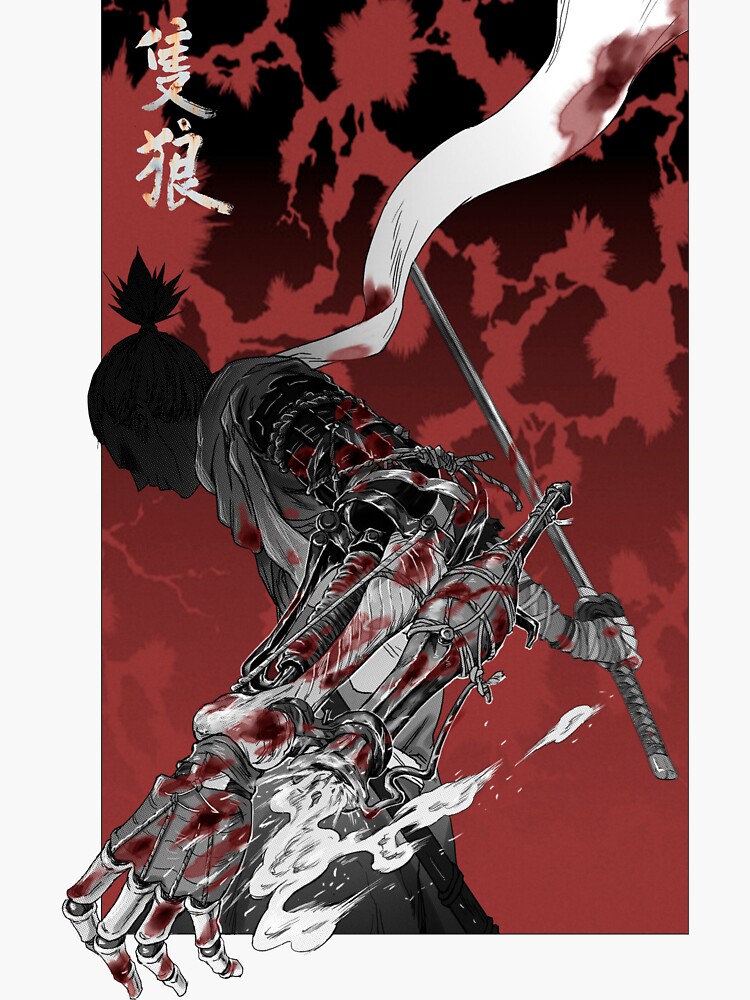 "Wolf with katana sekiro" Sticker by GiO2 | Redbubble