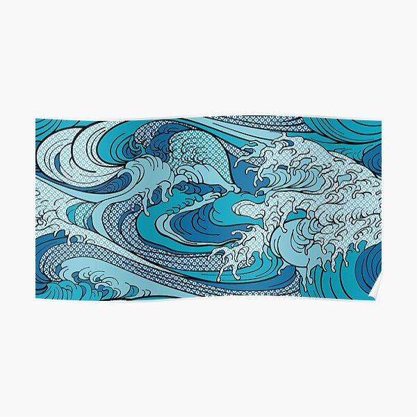 "Pop art Hokusai Waves - Nami" Poster for Sale by Kibatsu | Redbubble