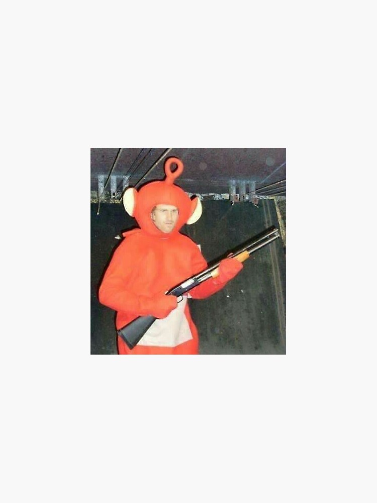 "Shotgun Teletubby" Sticker for Sale by Kyergr | Redbubble